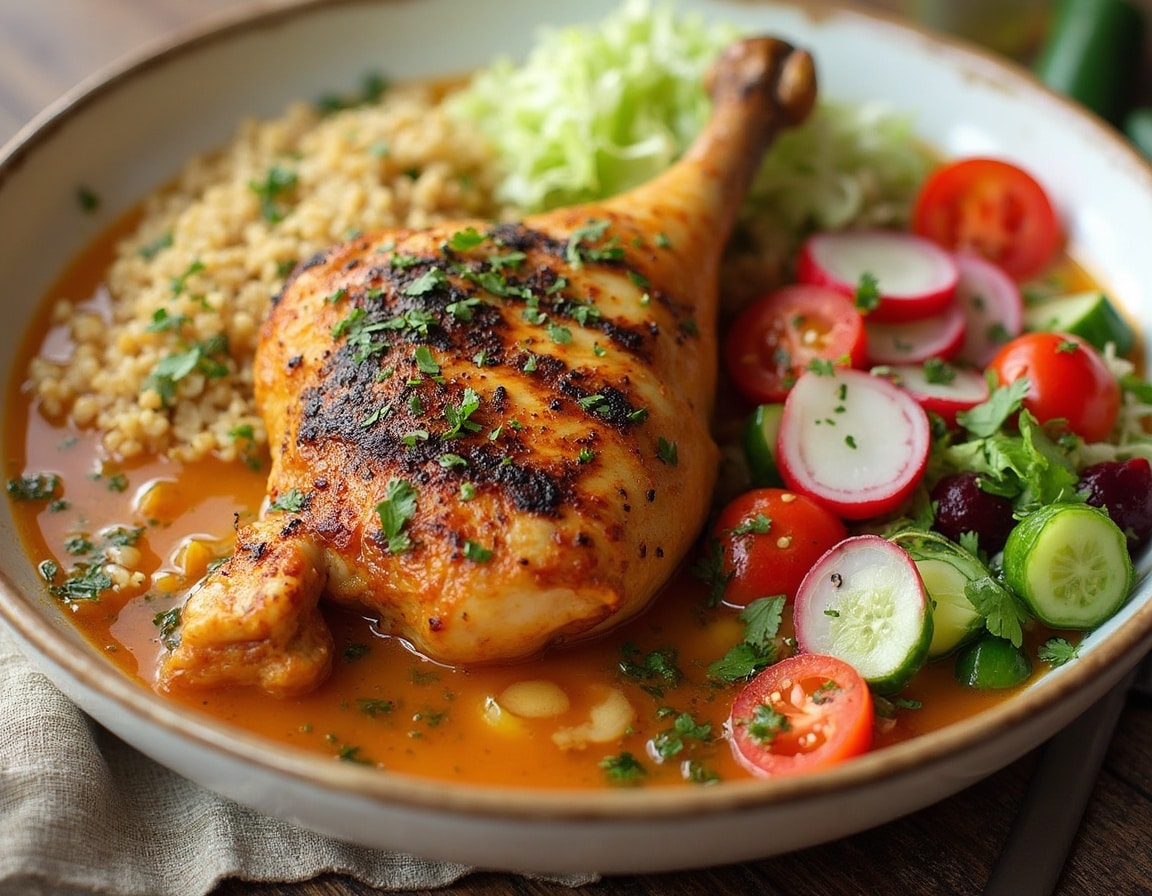 Rețetă tocăniță de pulpă de pui la gril, bulgur și legume