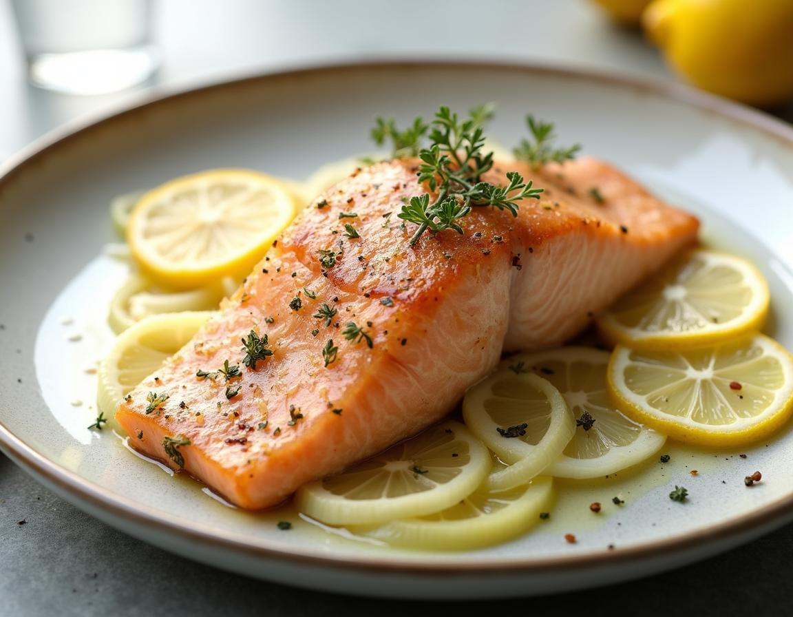 Rețetă somon la cuptor cu fenicul și lămâie