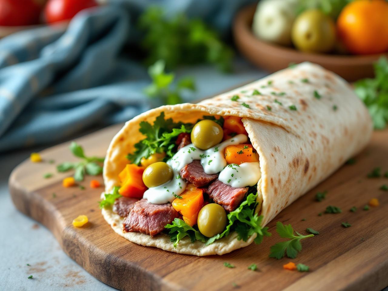 Rețetă wrap cu vită și iaurt, cu legume